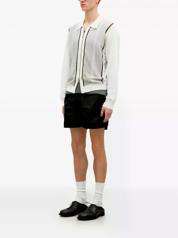 COOR Striped Zip-up Sweater With Collared Neckline