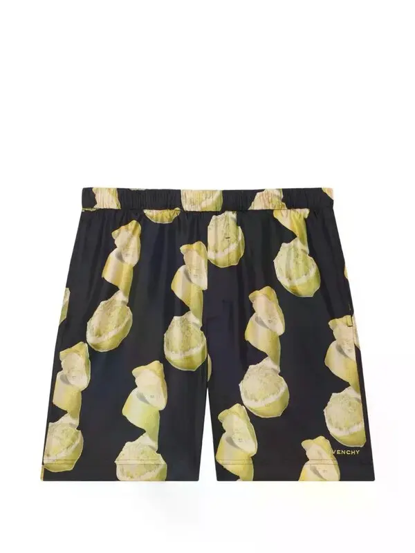 Givenchy Elasticated-waist Fruit-print Shorts - Black