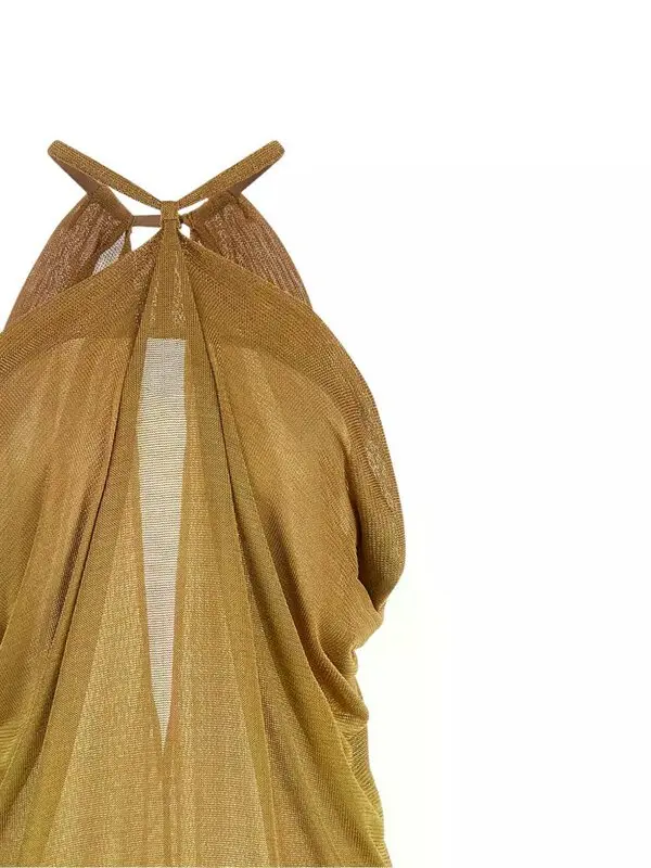 Alberta Ferretti Draping Back Slit Maxi Dress