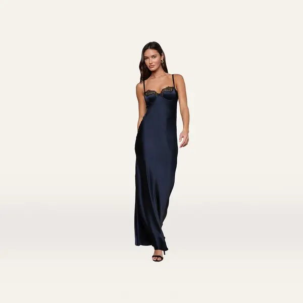 L'Agence Shayla Silk Lace Gown - Midnight