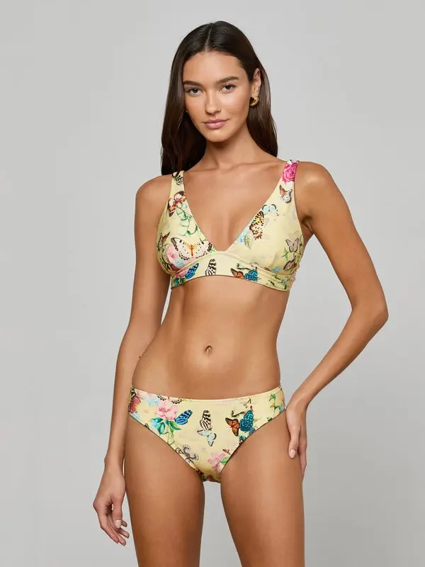L'Agence Lexie Bikini Top - Pale Yellow Garden Butterflies