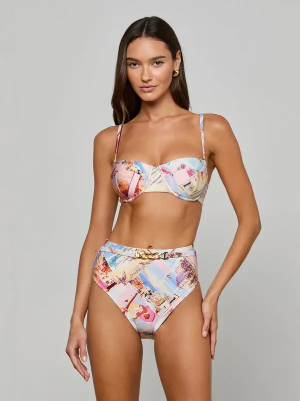 L'Agence Alexandria Bikini Top - Light Pink Multi Postcard Print