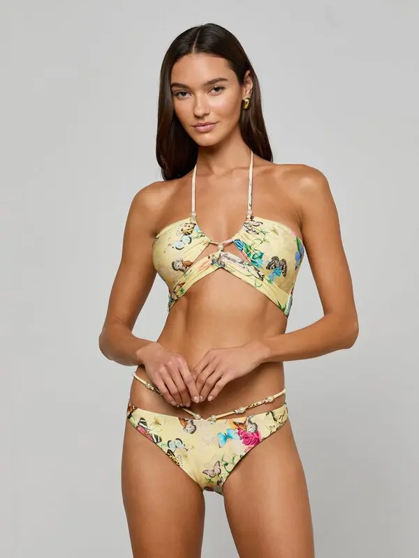 L'Agence Sirena Bikini Top - Pale Yellow Garden Butterflies