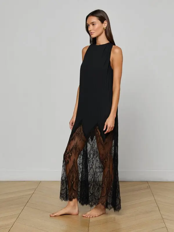 L'Agence Adalynn Maxi Dress With Lace Trim