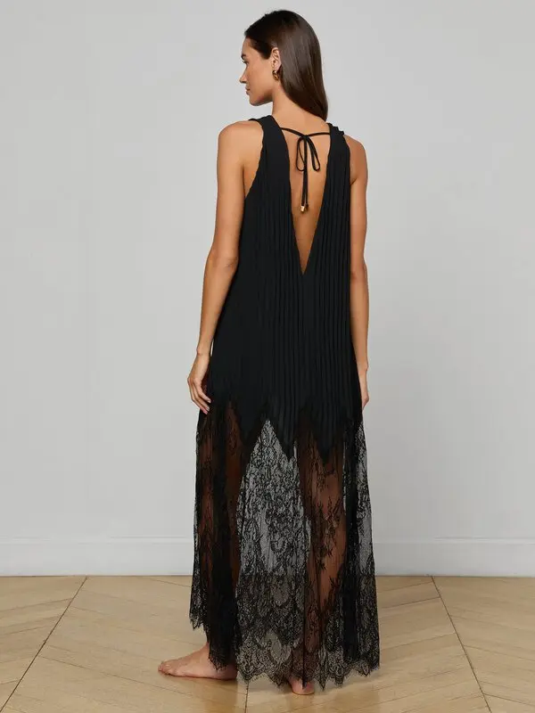 L'Agence Adalynn Maxi Dress With Lace Trim