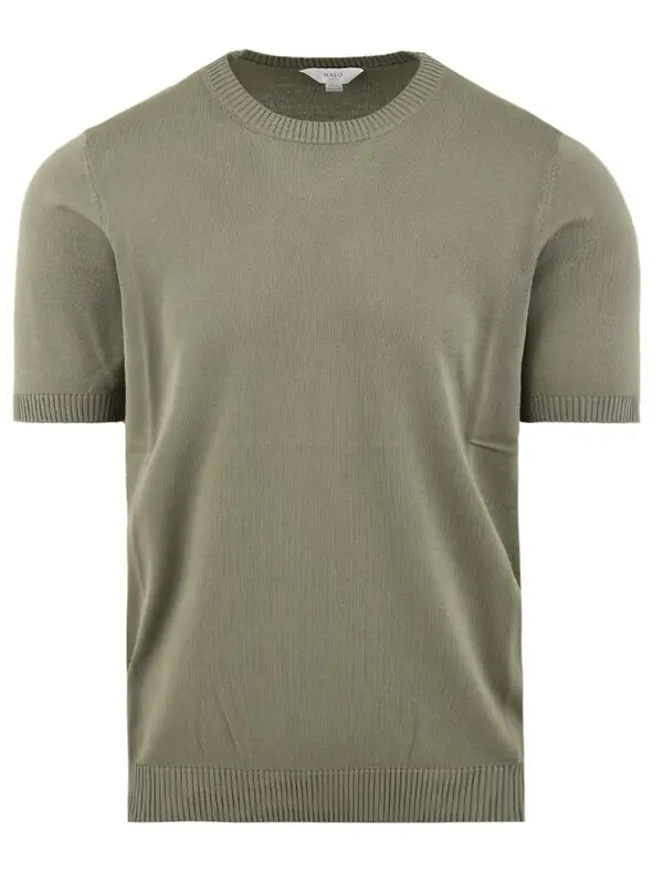 Malo Regular Fit Short Sleeve Sweater - Mud Green