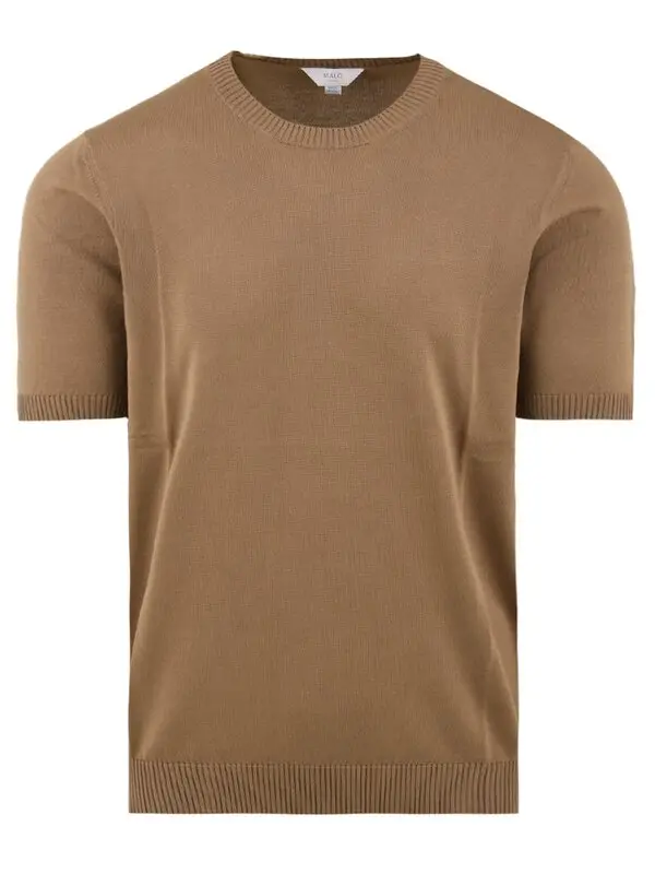 Malo Regular Fit Short-sleeve Knit Top - Dusty Brown