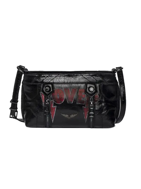 Zadig&Voltaire Sunny Mood Punk" Patent Leather Shoulder Bag - Black
