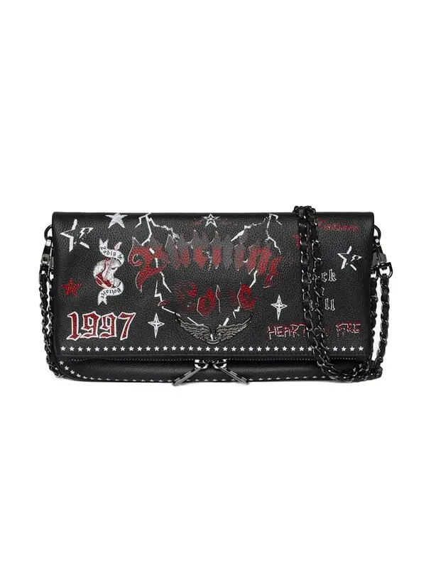 Zadig&Voltaire Leather Clutch With Metal Chains - Black
