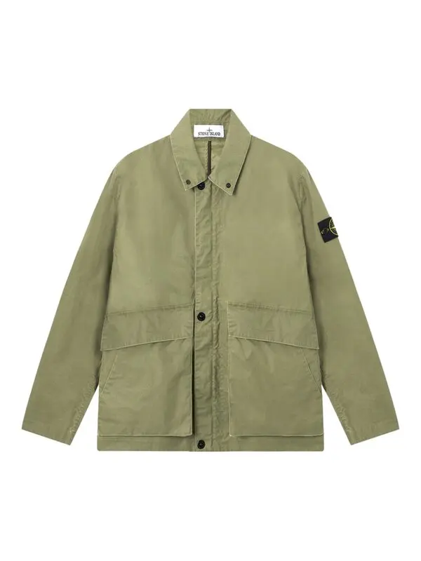 Stone Island Waxed Pigment Cotton Tela Coach Jacket - Green