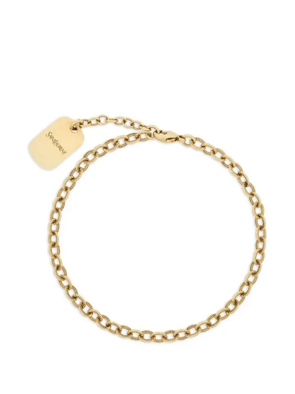 Saint Laurent Ribbed Chain Bracelet - Metallic