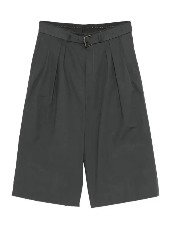 Dries Van Noten Poplin Bermuda Shorts With Belt - Grey