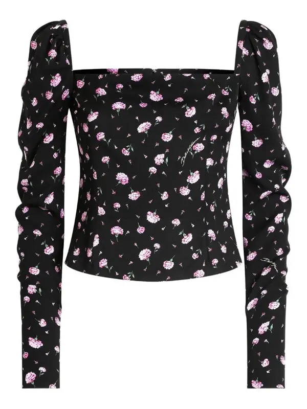 Dolce & Gabbana Carnations-print Silk Top - Black