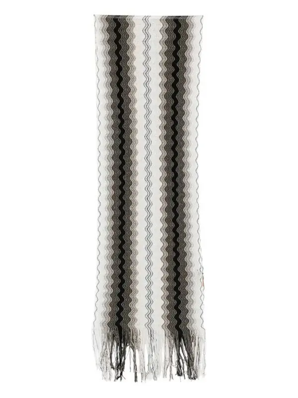Missoni Zig-zag Viscose Blend Fringed Scarf - Black