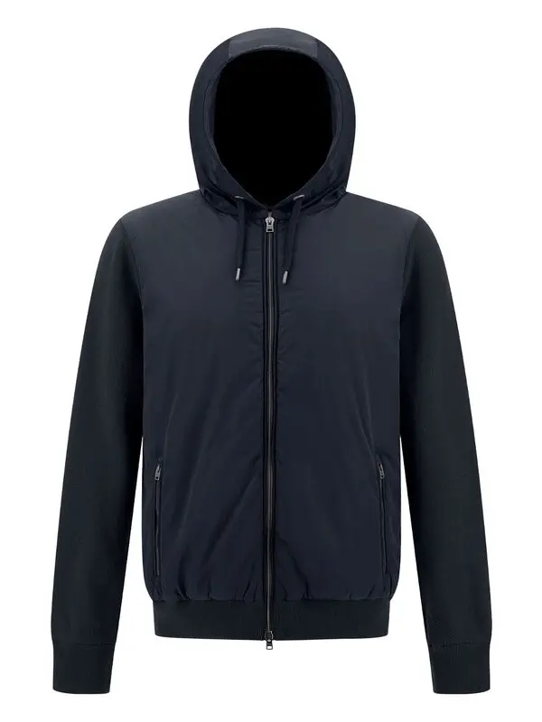 Herno Piqué Knit And Nylon Jacket - Blue