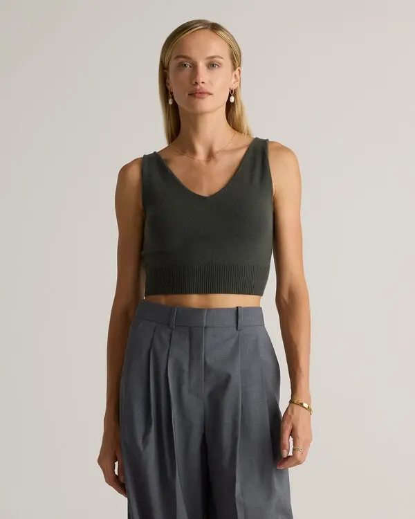 Quince Mongolian Cashmere Cropped Tank Top