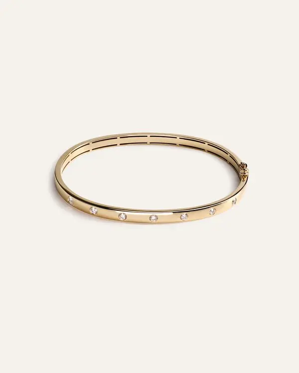 Quince 14k Gold Diamond Inlay Bangle - Yellow Gold