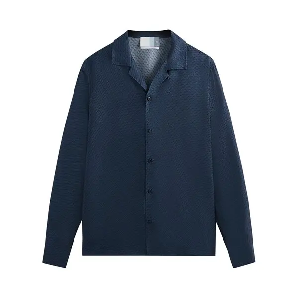 Kith Monogram Silk Long-sleeve Thompson Camp Collar Shirt - Blue
