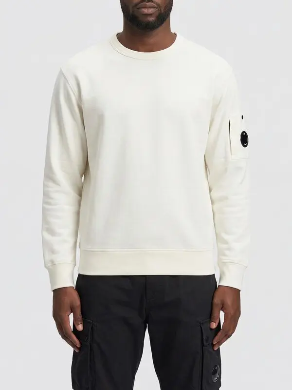 C.P. COMPANY Cotton Crewneck Sweatshirt With Logo Detail - White
