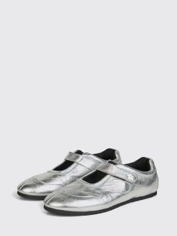 Cecilie Bahnsen Laminated Leather Mary Jane Shoes - Silver