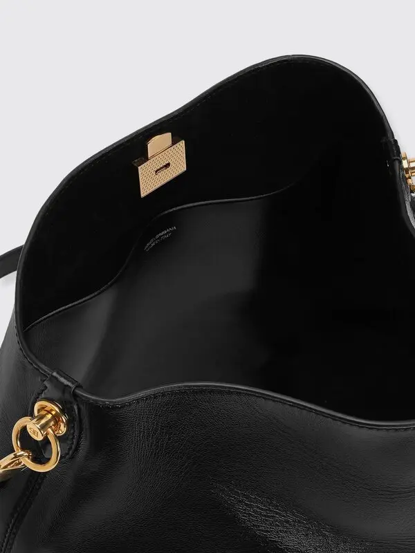 Dolce & Gabbana Vittoria Large Bag In Leather - Black