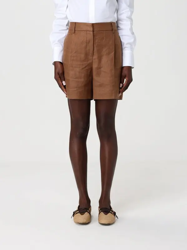 Brunello Cucinelli High-waisted Linen Shorts - Brown