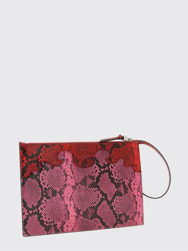 GANNI Python Print Faux Leather Clutch With Wristlet - Fuchsia