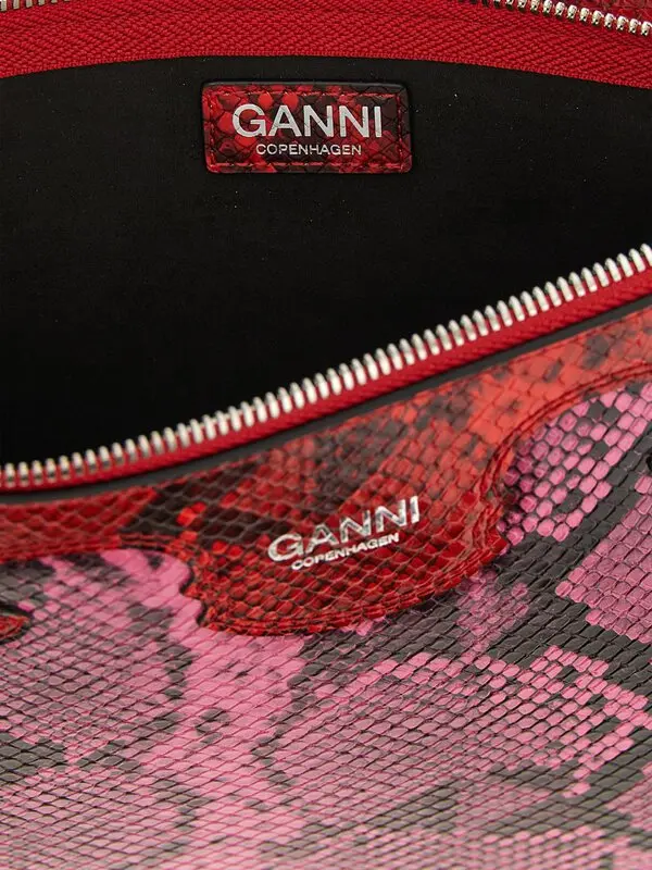 GANNI Python Print Faux Leather Clutch With Wristlet - Fuchsia