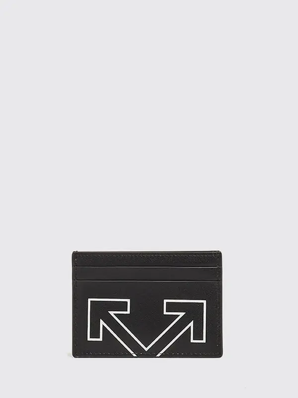 Off-White Leather Card Holder With Logo - Black