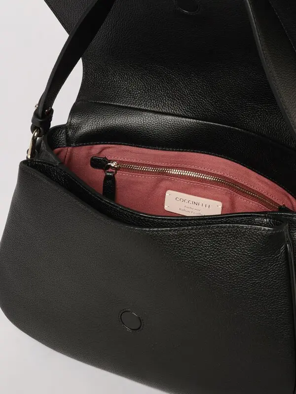 COCCINELLE Mavery Grained Leather Shoulder Bag - Black