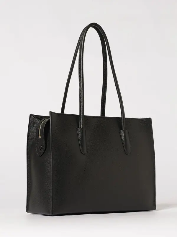 COCCINELLE Hammered Leather Tote Bag - Black