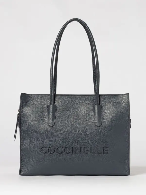 COCCINELLE Hammered Leather Tote Bag - Blue