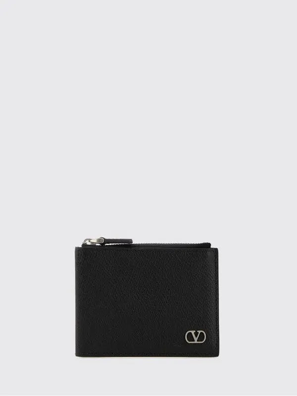 Valentino Garavani Vlogo Grained Leather Credit Card Holder - Black