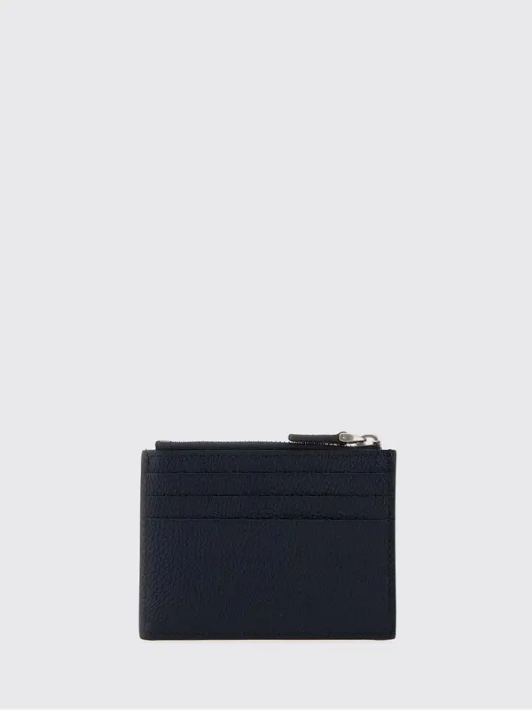 Valentino Garavani Vlogo Grained Leather Credit Card Holder - Blue