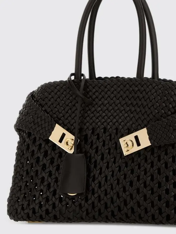 FERRAGAMO Woven Top Handle Bag - Dark