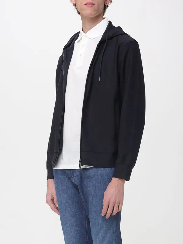 Emporio Armani Monogrammed Full Zip Hoodie - Blue