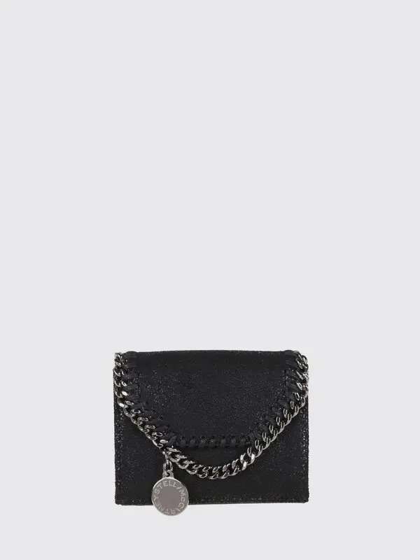 Stella McCartney Falabella Crackled Synthetic Suede Wallet - Black