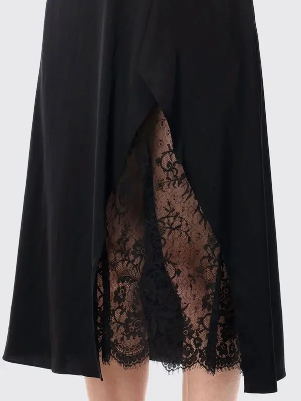 Acne Studios Viscose Blend Slip Dress With Lace Insert - Black