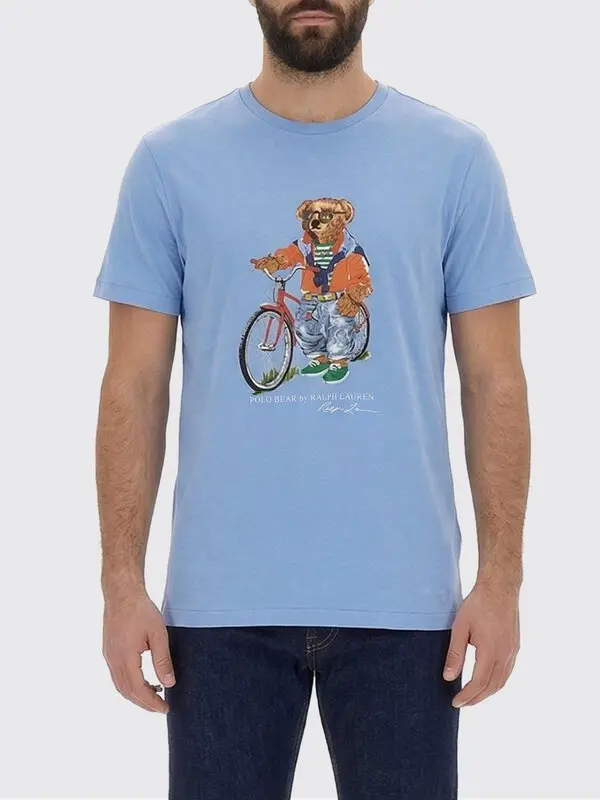 Polo Ralph Lauren Cotton T-shirt With Bear Print - Gnawed Blue