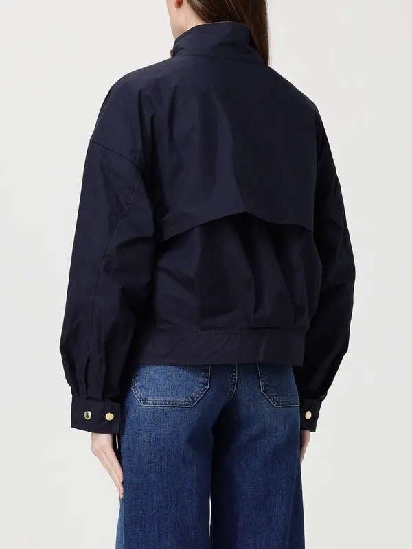 Barbour X Ganni Blue Waxed Cotton Bomber Jacket