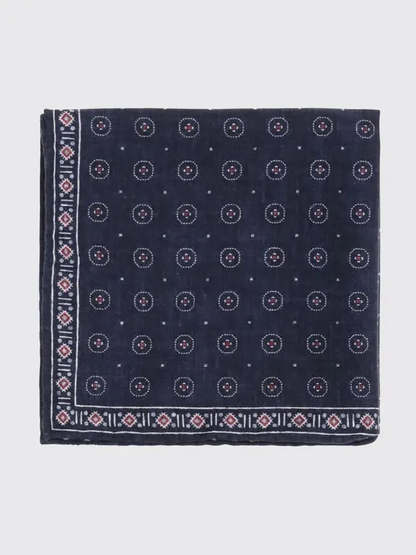 Brunello Cucinelli Geometric Pattern Silk Pochette - Navy