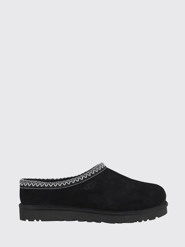 UGG Tasman Ii Suede Slippers With Wool Lining And Contrast Stitching - Black