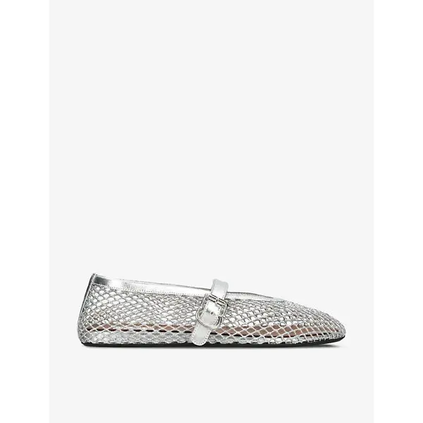 Alaïa Cut-out Mesh Ballerina Flats - Silver