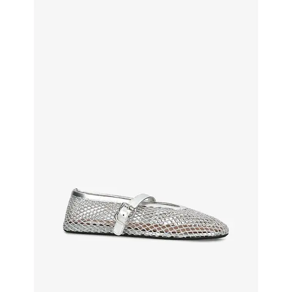 Alaïa Cut-out Mesh Ballerina Flats - Silver