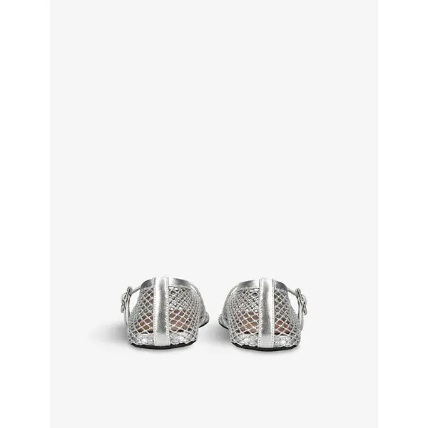 Alaïa Cut-out Mesh Ballerina Flats - Silver