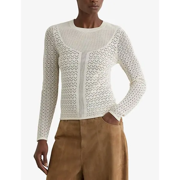 REISS Bella Pointelle Knitted Top