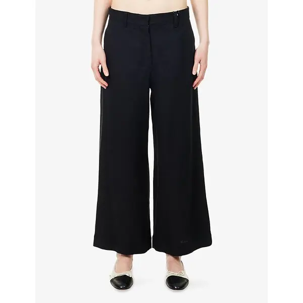 Max Mara Straight-leg Cotton-blend Trousers - Black