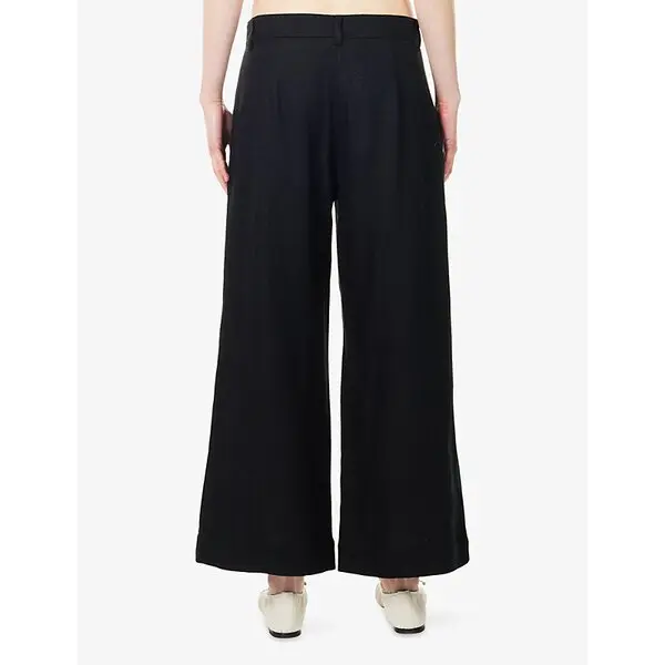 Max Mara Straight-leg Cotton-blend Trousers - Black