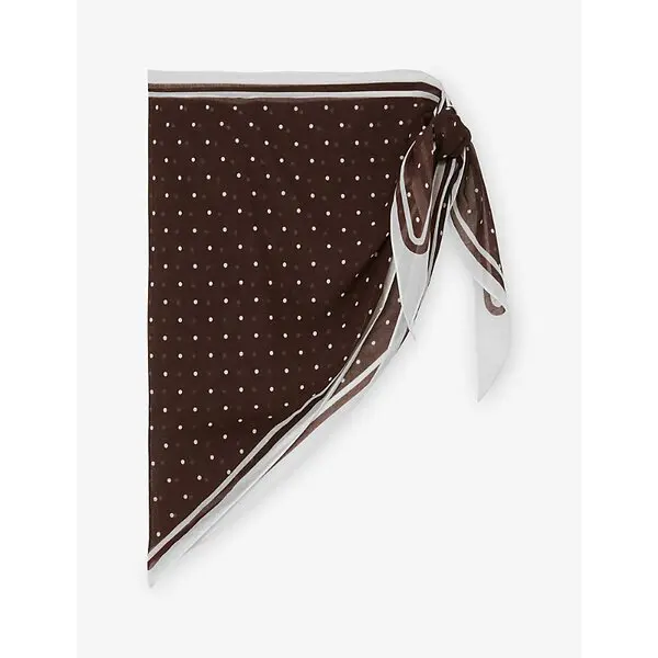 REISS Polka-dot Cotton Sarong - Chocolate