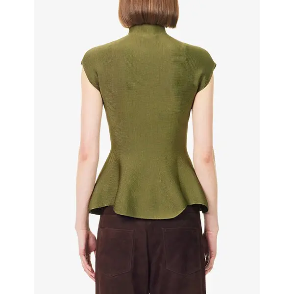 Khaite Andra Stand-collar Knitted Top - Olive